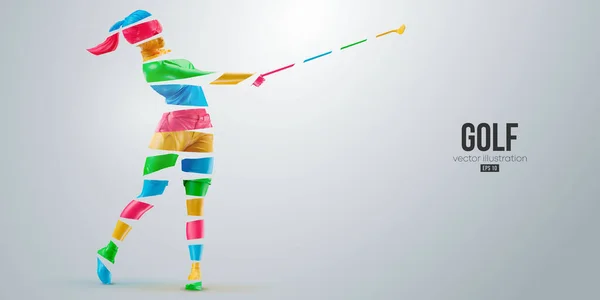 Abstract Silhouette Golf Player White Background Golfer Woman Hits Ball ...