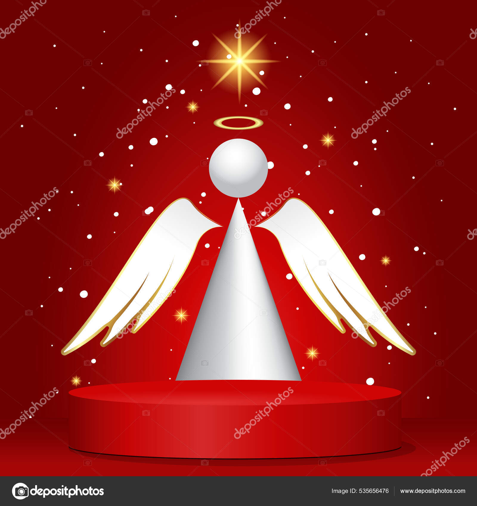 Exhibition Podium Angel Snow Snowflake Christmas Display Cylinder Empty ...