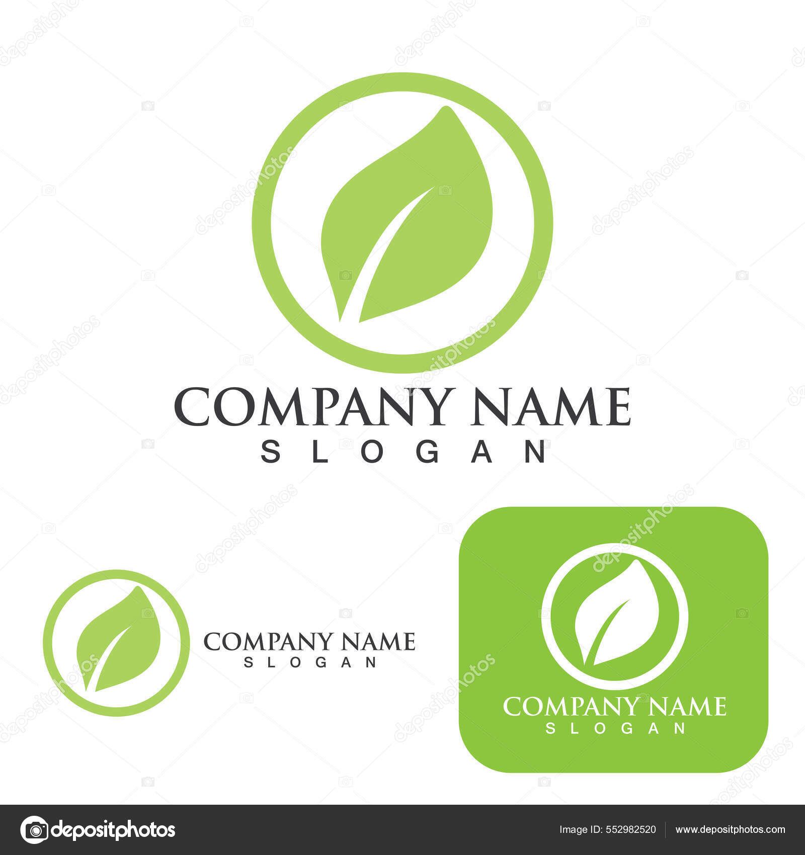 Logos Verde Árbol Hoja Ecología Naturaleza Elemento Vector Vector de ...