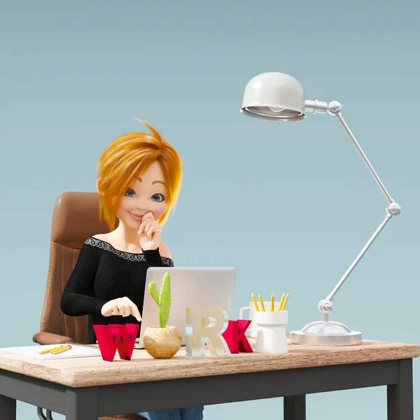 Cartoon 3D business characters working in office. — Stock Photo ...