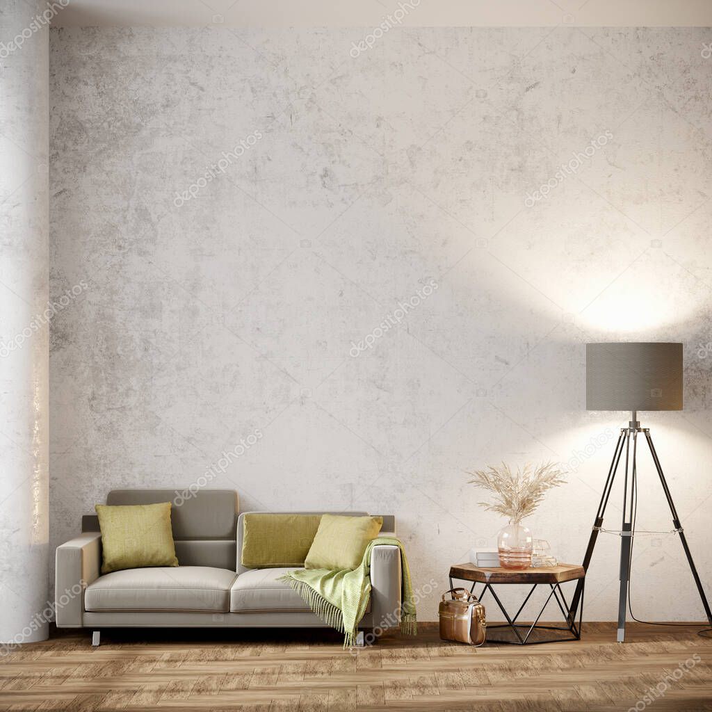 Elegante interior moderno de la habitación con paredes luminosas y ...