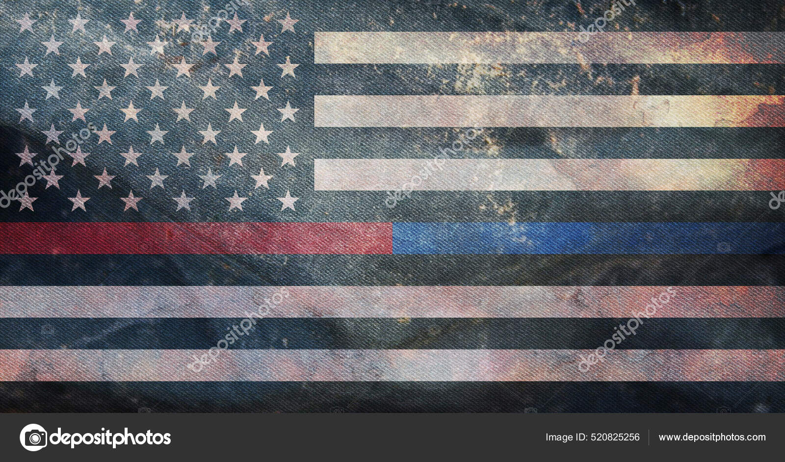 Top View Line First Responder Flag Red Blue Line Police — Stock Photo ...