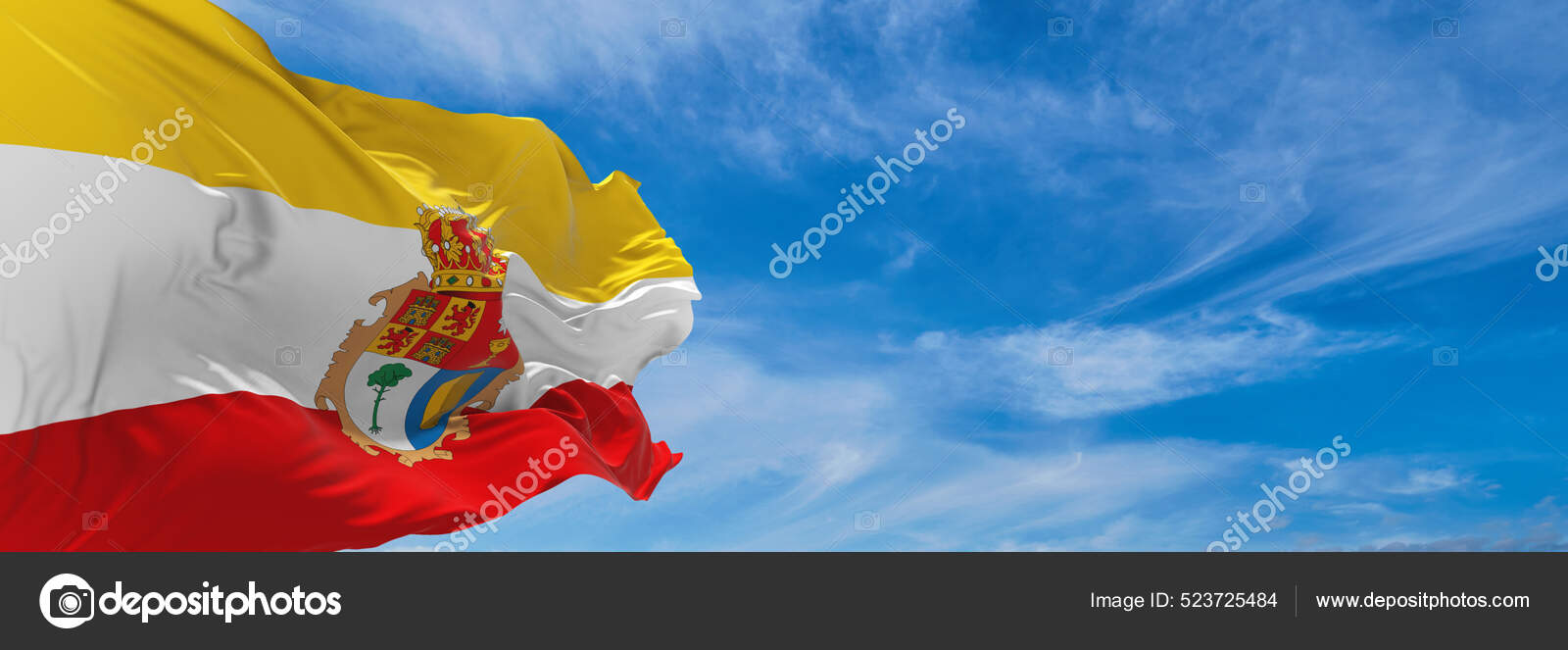 Flag Cuenca Province Spain Cloudy Sky Background Sunset Panoramic View ...