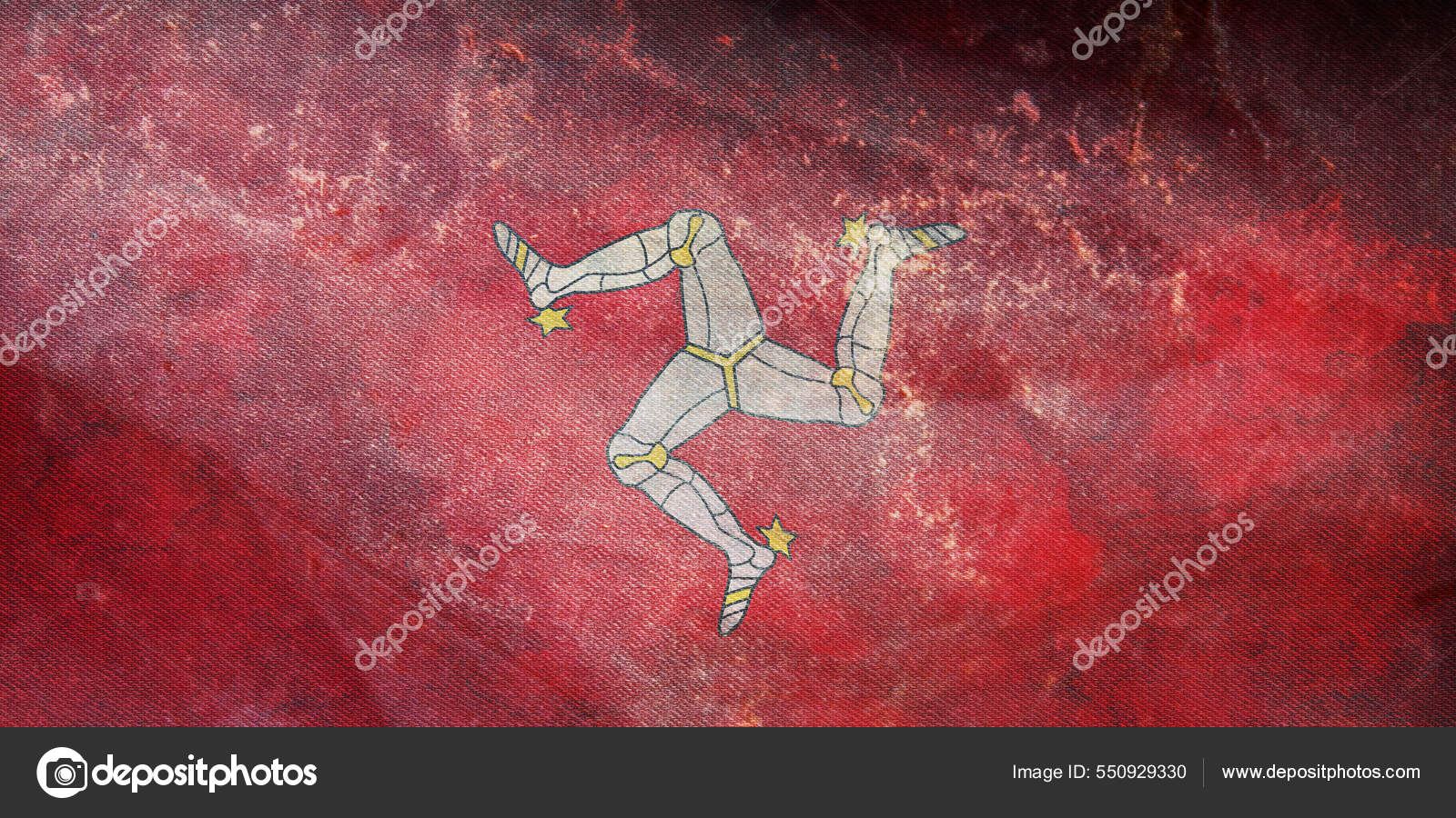 Top View Official Retro Flag Isle Man Grunge Texture Travel Stock Photo ...