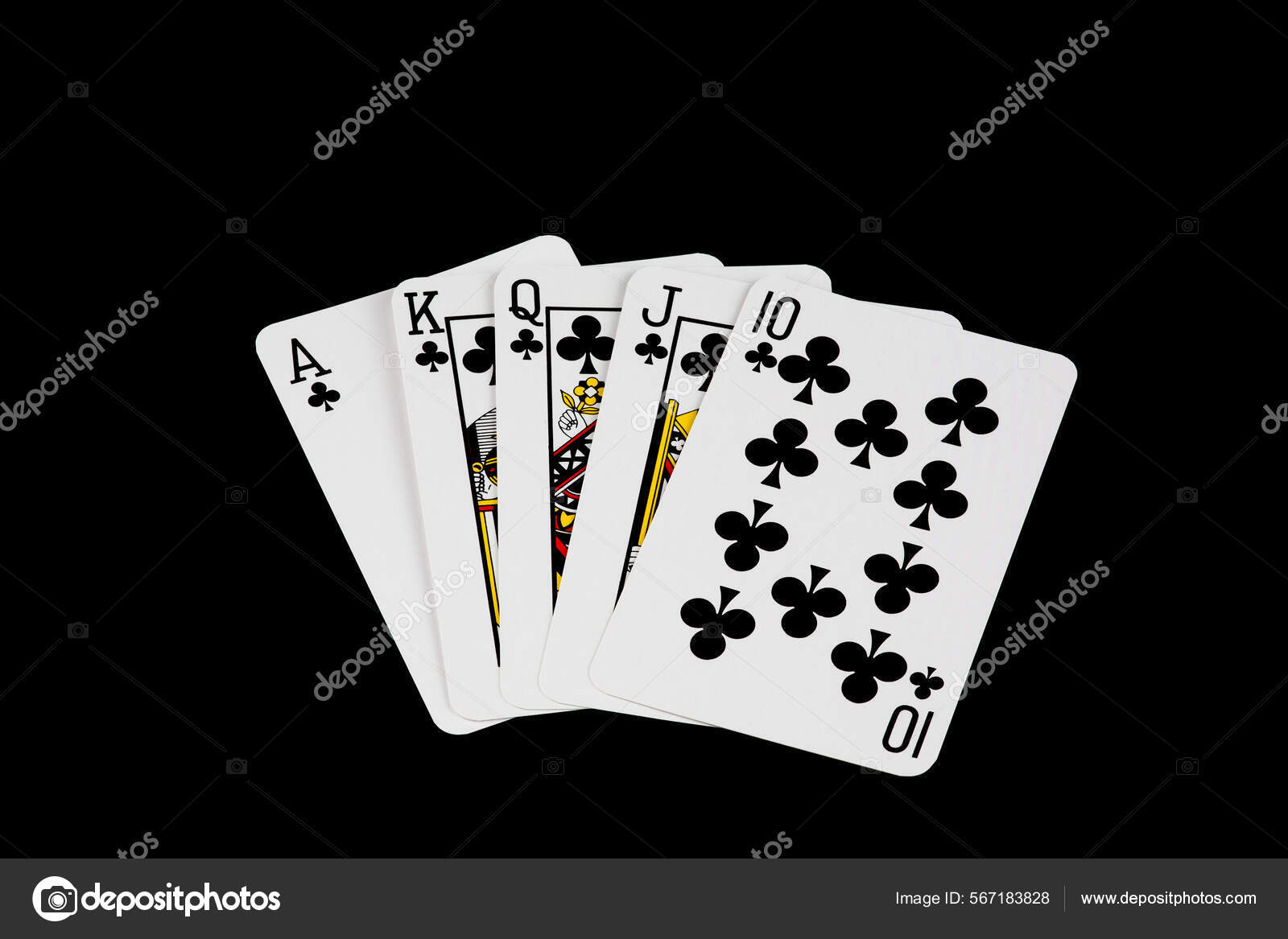 Winning Card Game Hand Isolated Black Table Top — Stock Photo ...