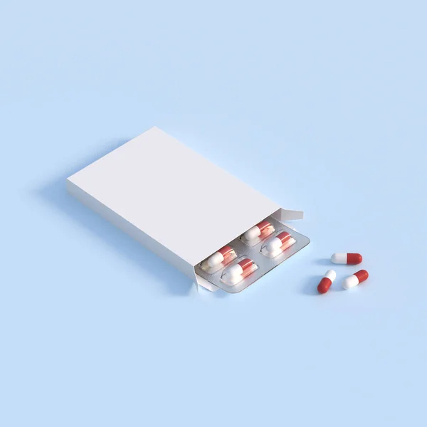 Mockup template with two blisters with white pills capsules in ...