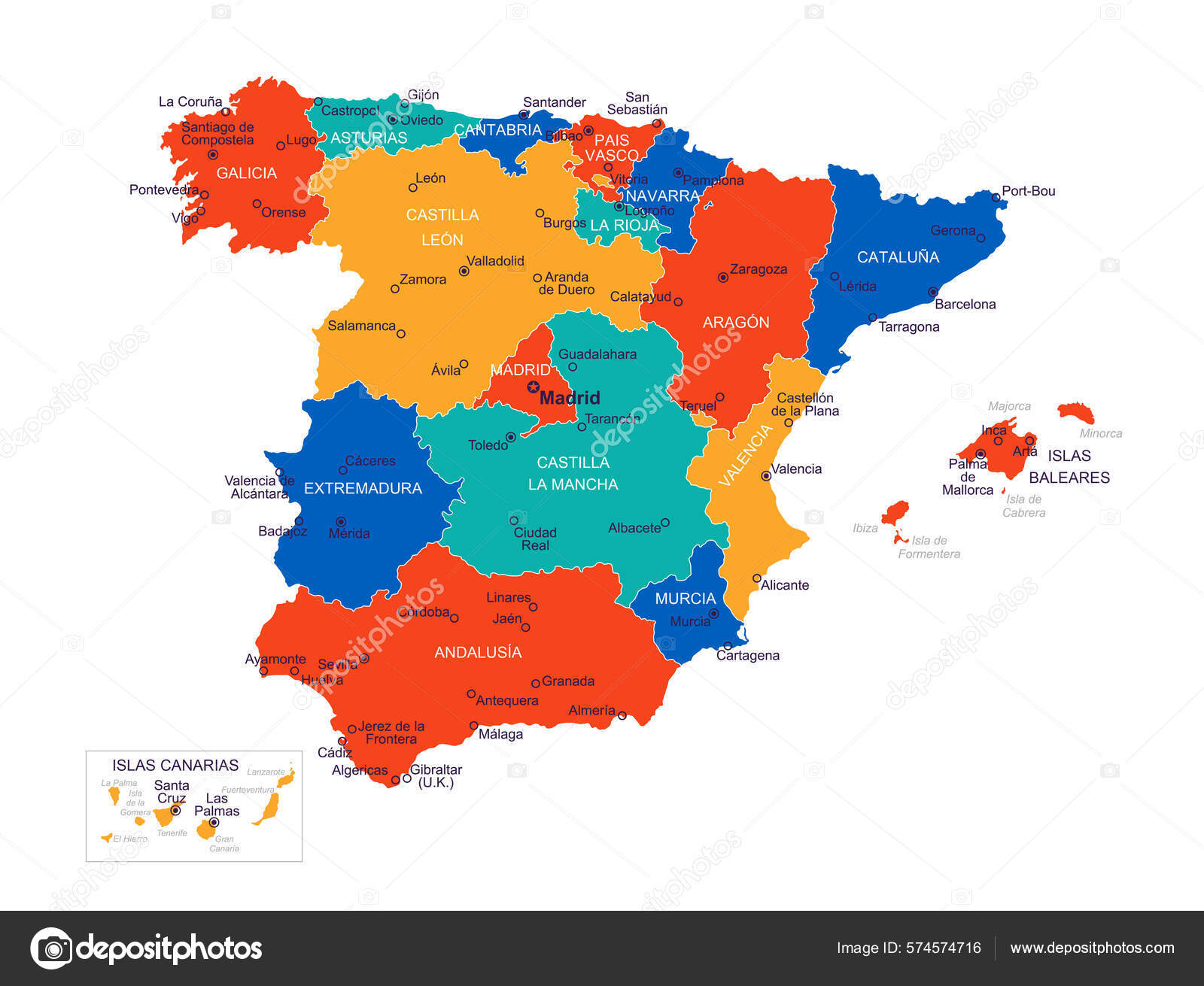 Vector Illustration Spain Map Stock Vector by ©dikobrazik 574574716