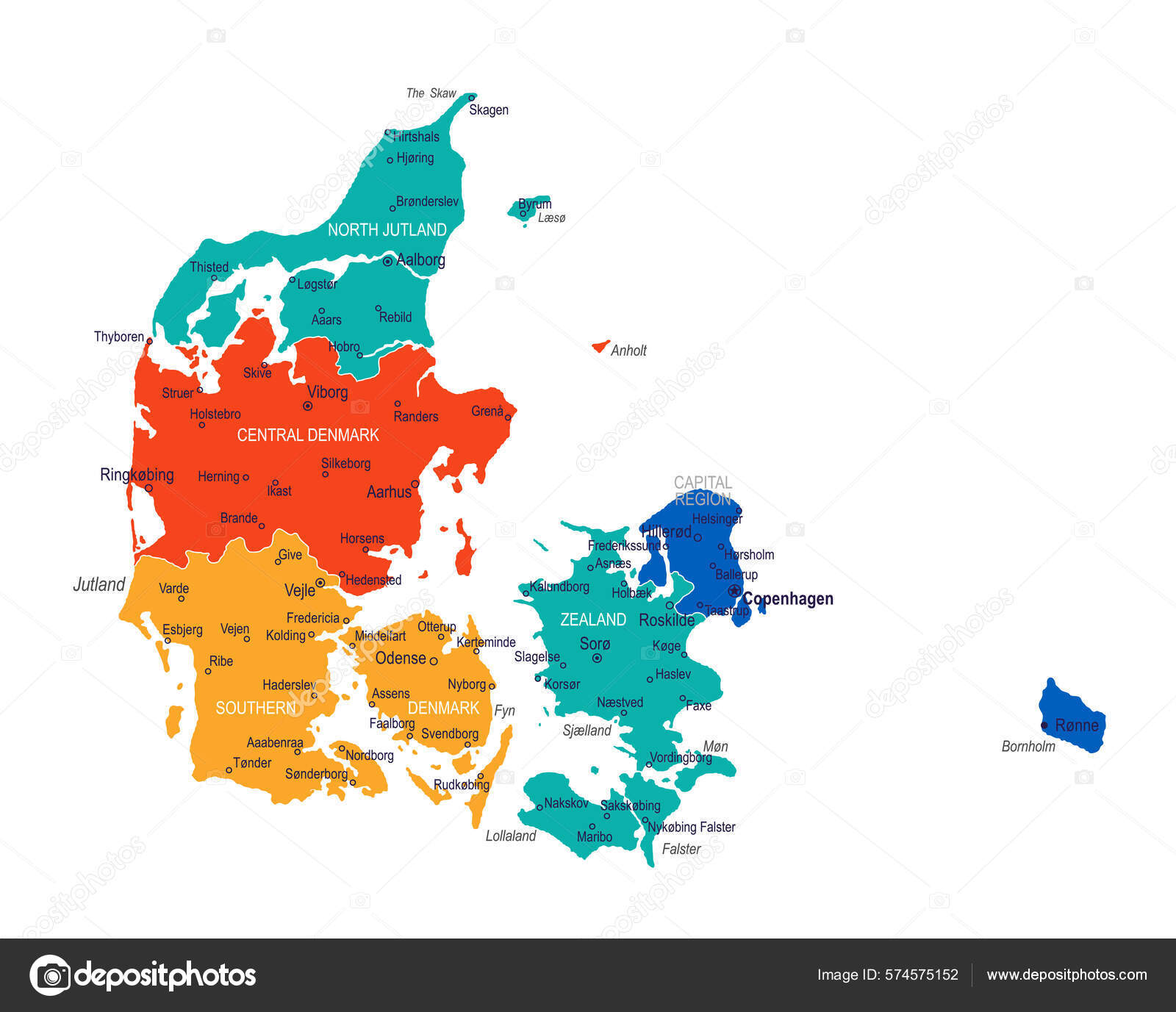 Denmark Map High Details Vector Illustration Stock Vector Image by ...