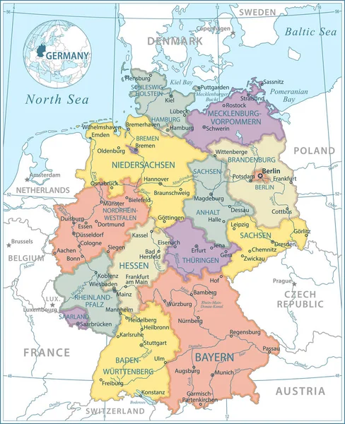 Germany Map Yellow Detailed Vector Illustration Stock Vector by ...