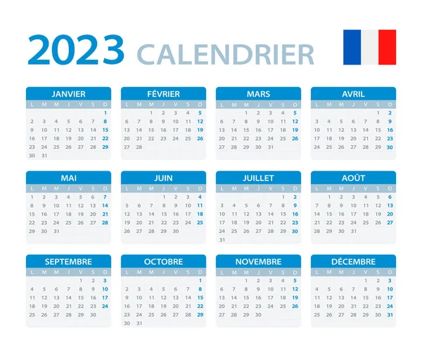 2024 Calendario Ilustración Gráfica Plantilla Vectorial Versión Francés ...