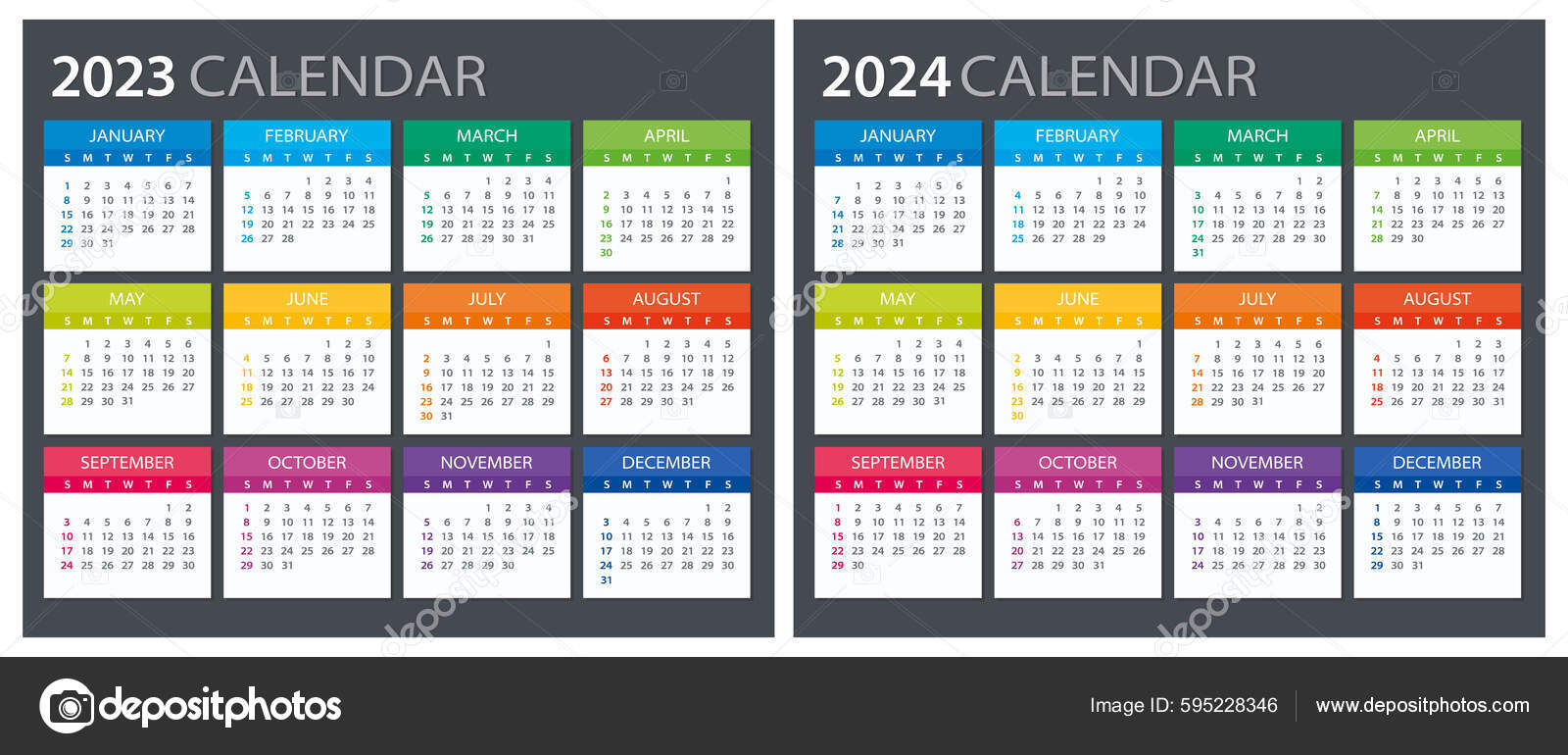 2023 2024 Kalender Ilustrasi Templat Mock Vektor Stok oleh ©dikobrazik ...