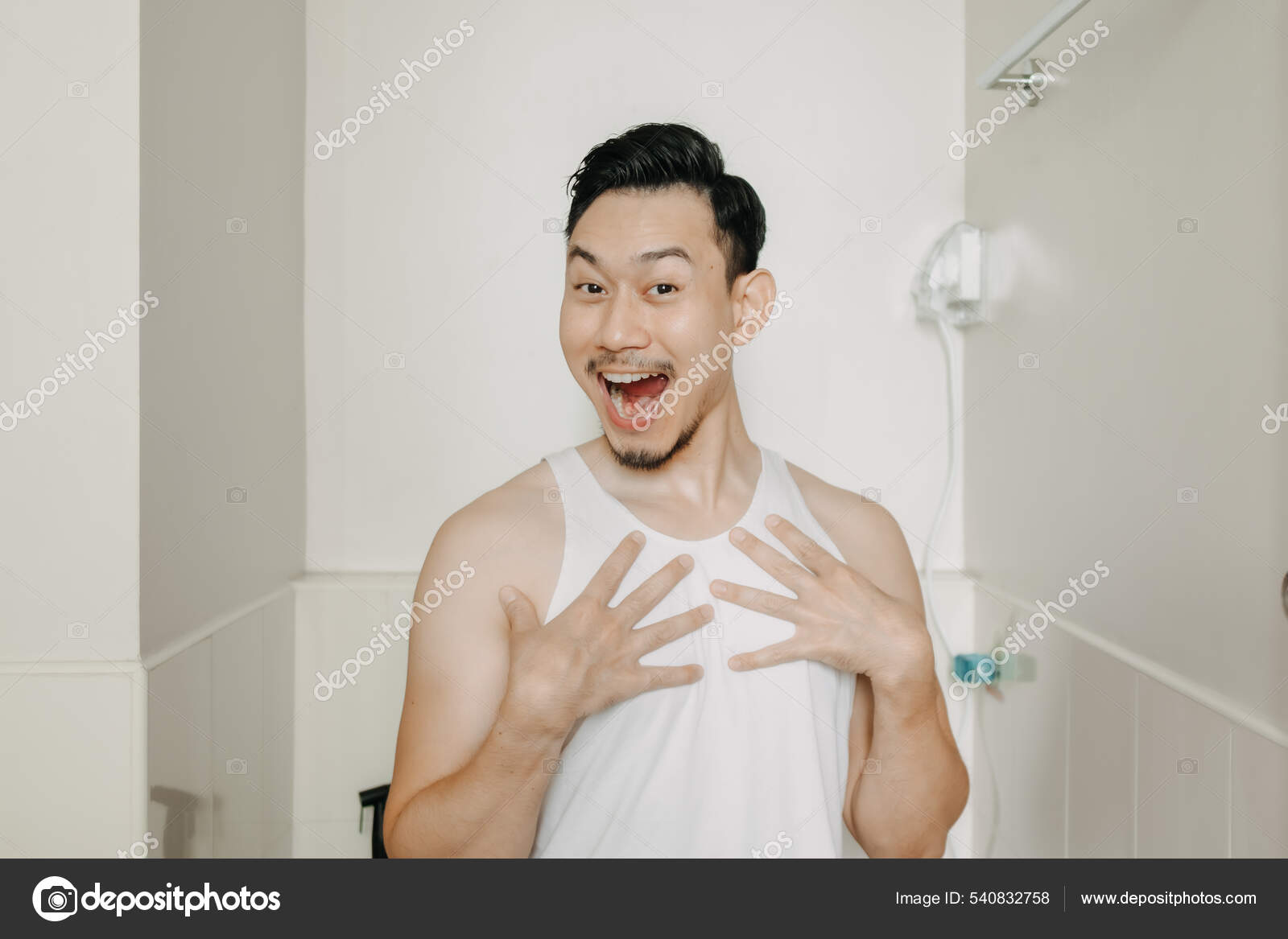 Funny face expression of man try to poop in the toilet. — Stock Photo ...