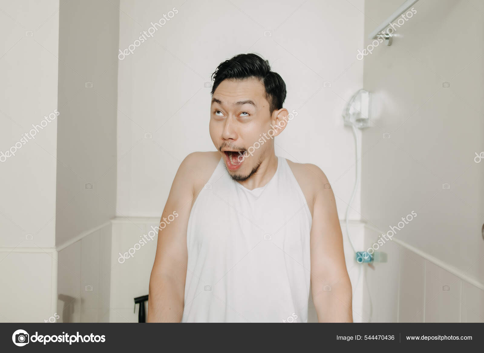 Funny face expression of man try to poop in the toilet. — Stock Photo ...
