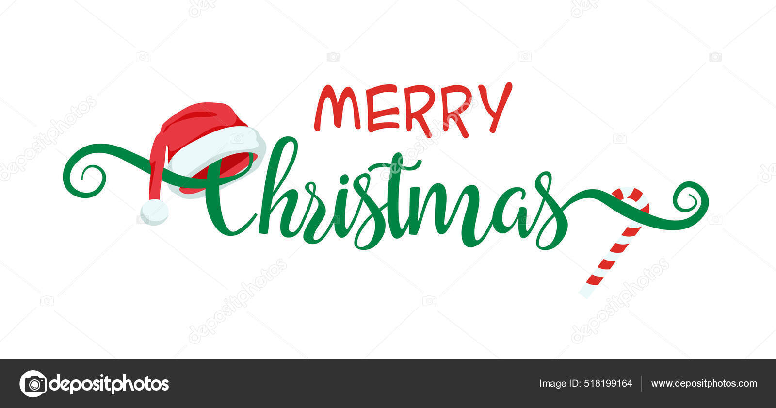 Christmas Text Santa Hat Letters New Year Template Banner Vector Stock ...