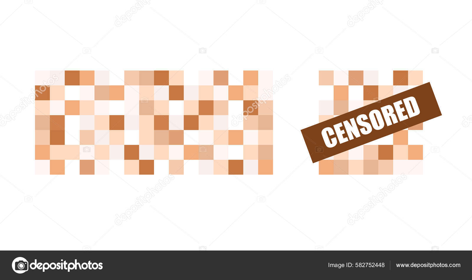 Pixel Censored Signs Set Censorship Beige Rectangle Vector Illustration ...