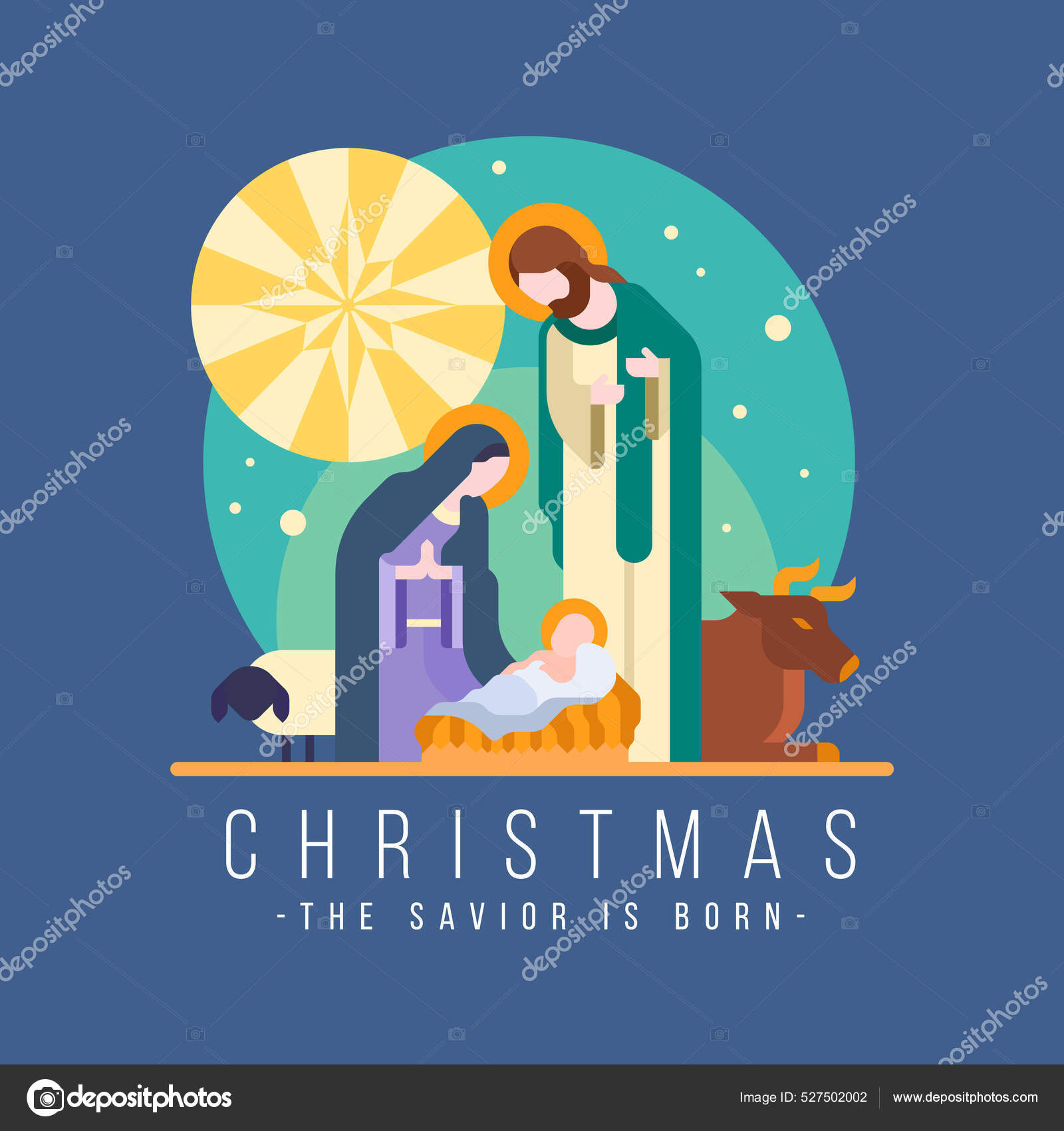 Christmas Savior Born Nativity Mary Joseph Manger Baby Jesus Modern ...