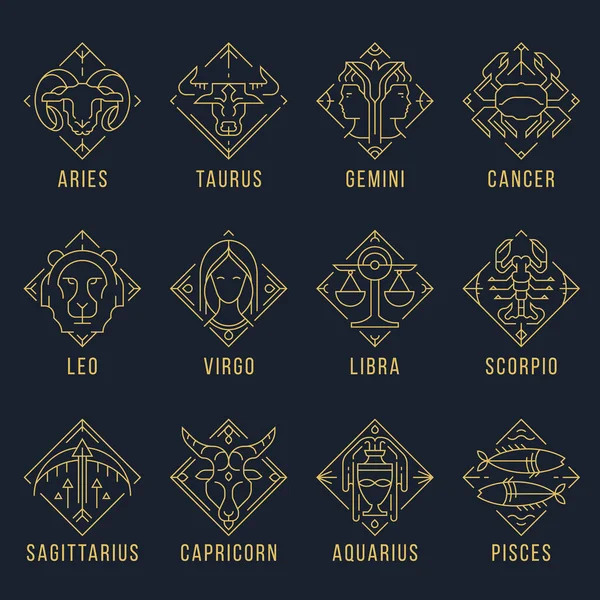 Horoscope Zodiac Line Border Sharp Sign Icon Circle Vector Illustration ...