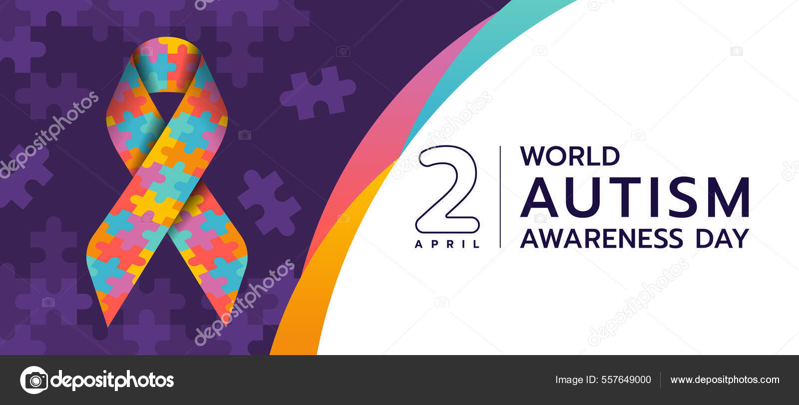 World Autism Awareness Day Autism Awareness Puzzle Ribbon Sign Purple ...