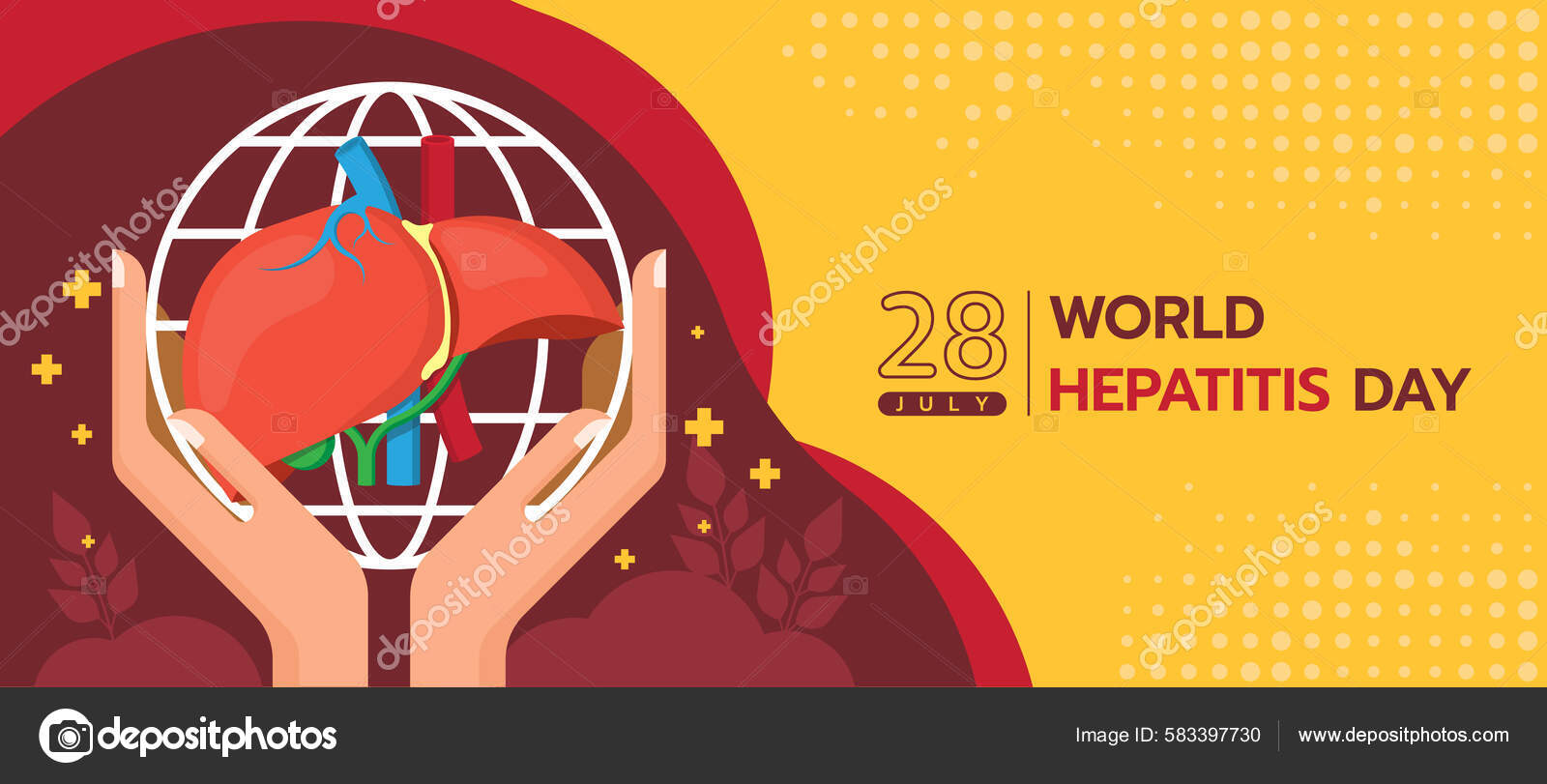 World Hepatitis Day Hands White Line Liver Red Brown Map Stock Vector ...