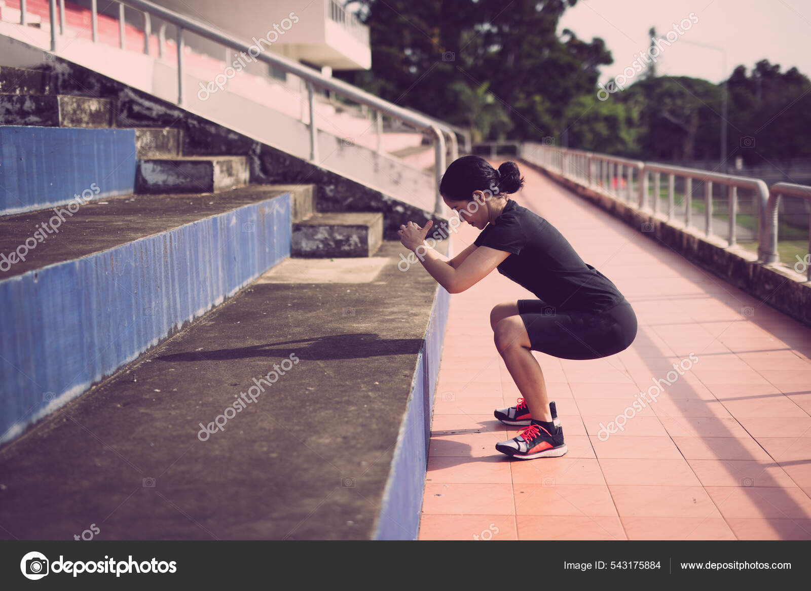 Beautiful Woman Runner Jogging Steps Sunlight Concept Stepping Success ...