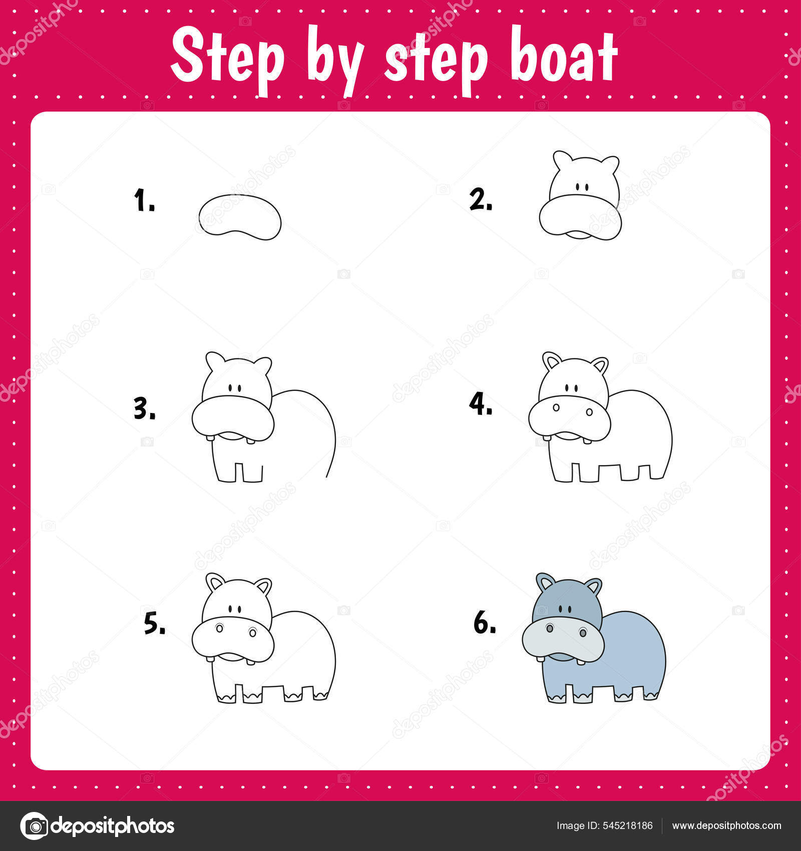 Hvordan Tegne En Flodhest Trinn For Trinn For Barn Sådan Tegner Man