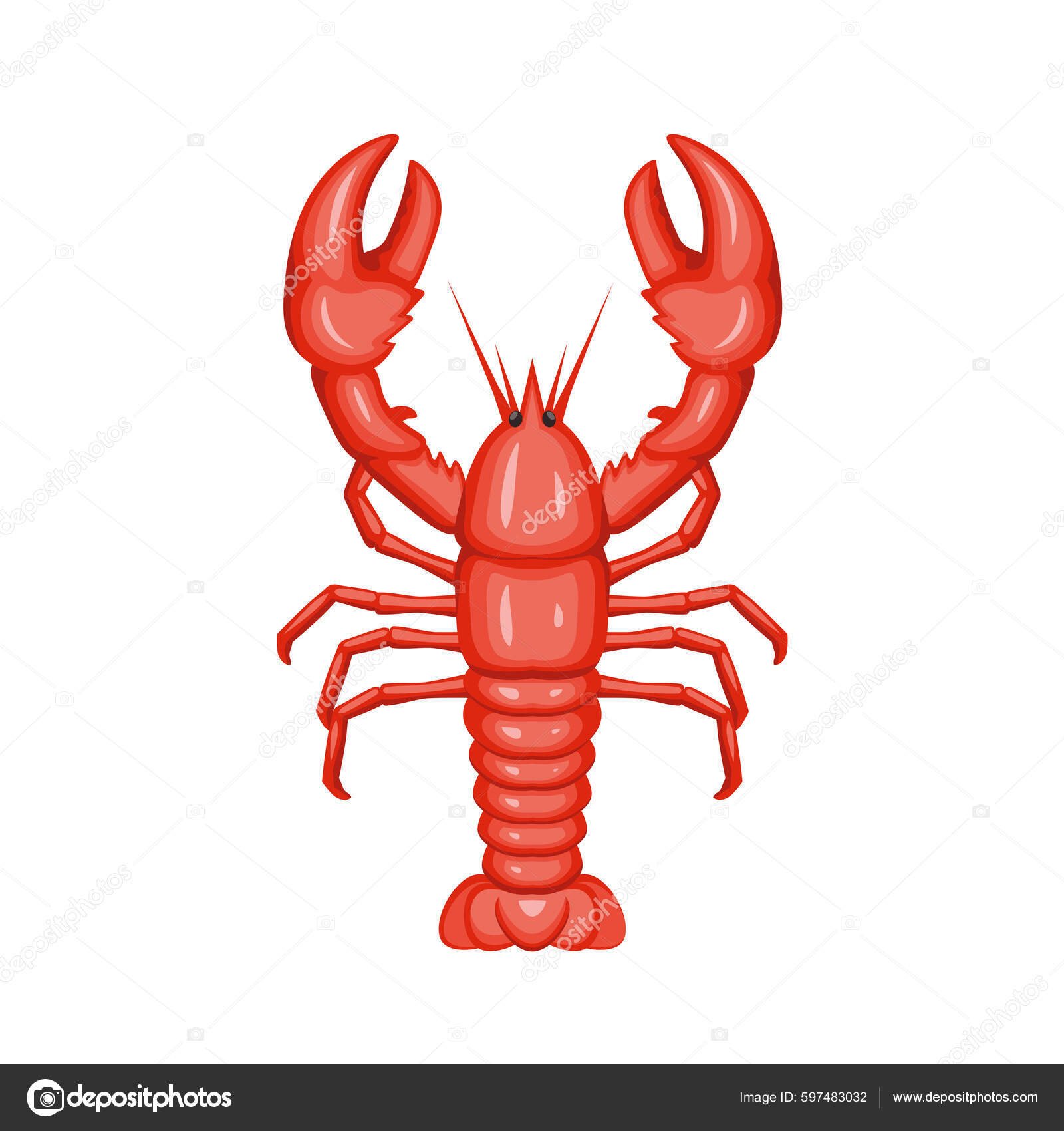 Red Lobster Cartoon Vector Illustration Seafood Marine Cuisine ...
