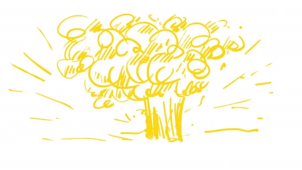 Cartoon Explosion White Background Simple Animation Line Detonation ...