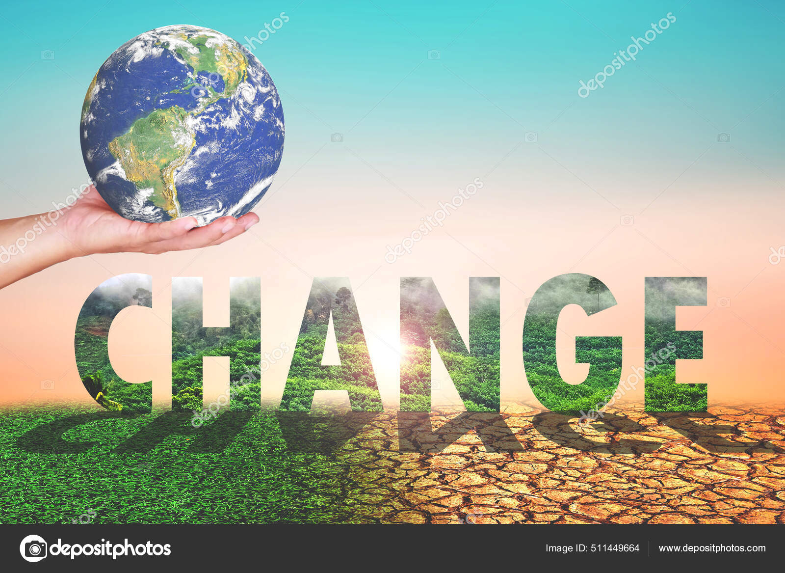 Comparison Picture Fresh Areas Drought Stricken Areas Concept Change ...