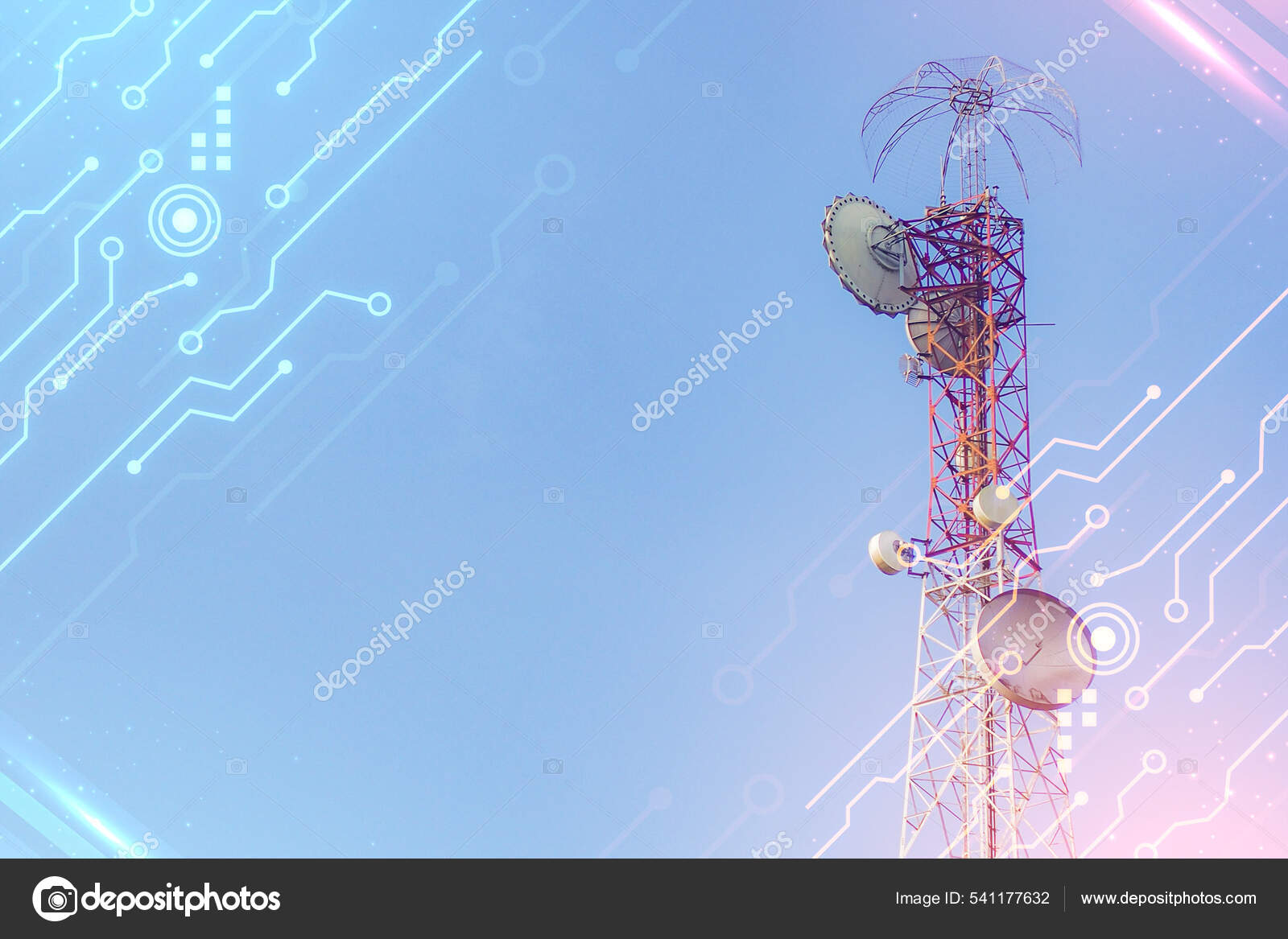 Large Communication Tower Background Sky Telephone Towers Space Content ...