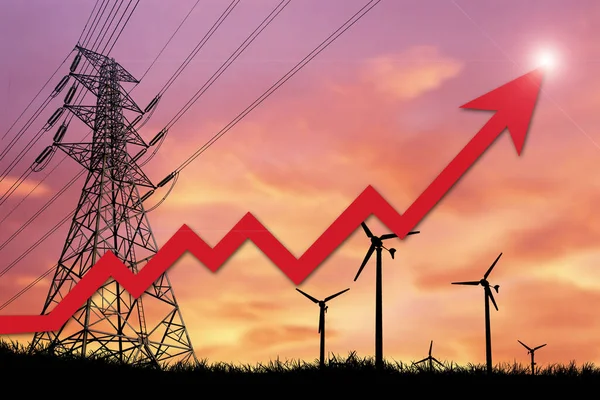 energy crisis concept power shortage and increased energy consumption. Image of a high voltage ...