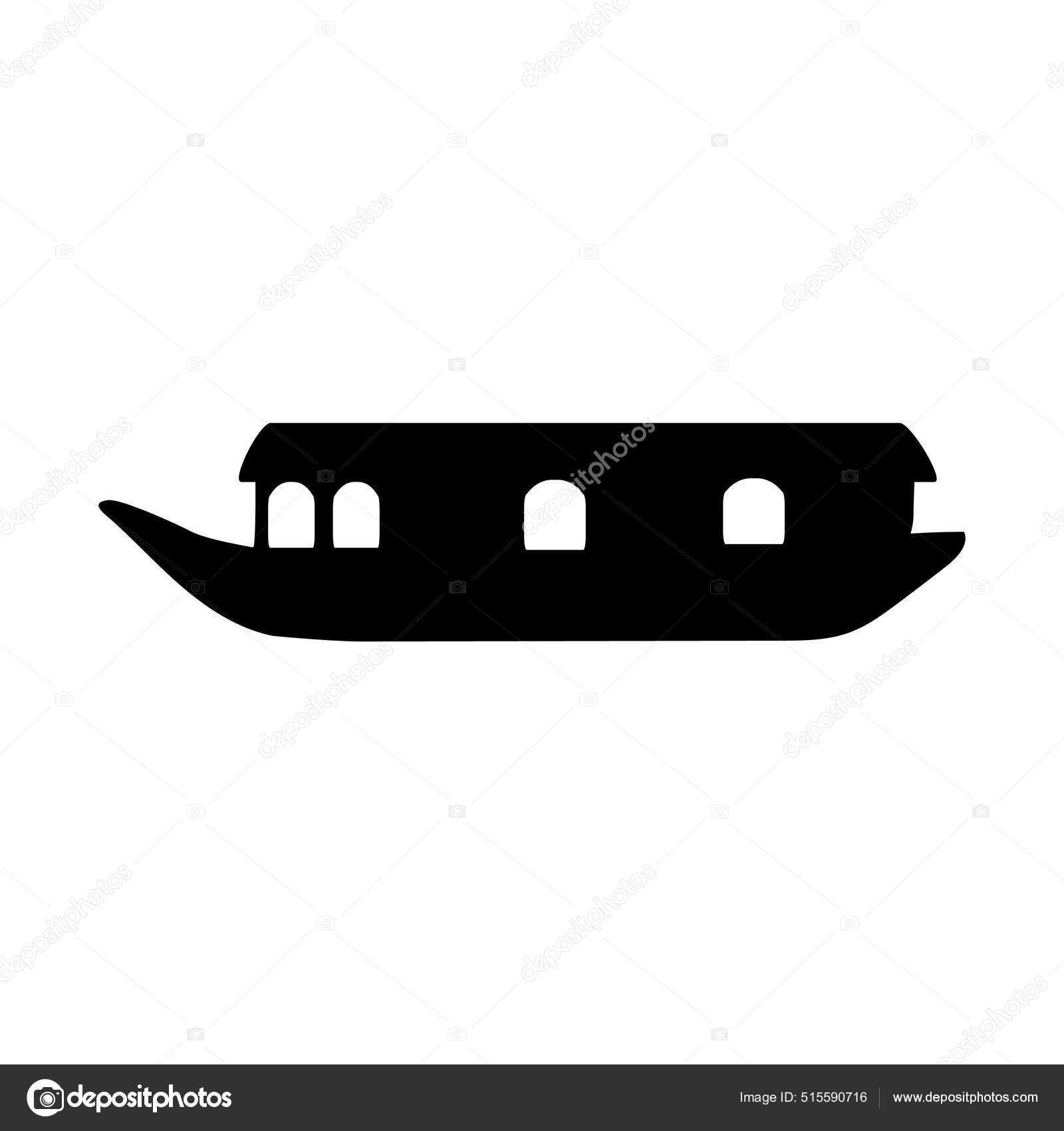 Image vectorielle Silhouette péniche traditionnelle. Transports par eau ...