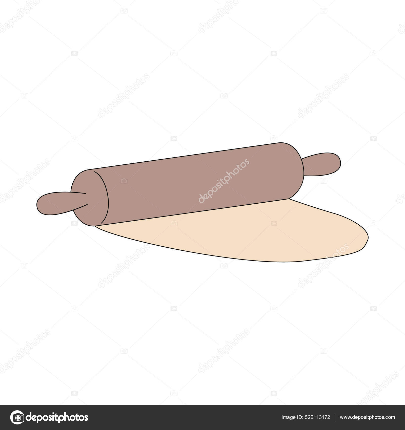 Masa Rodillo Estilo Dibujos Animados Ilustración Vectorial Aislada ...