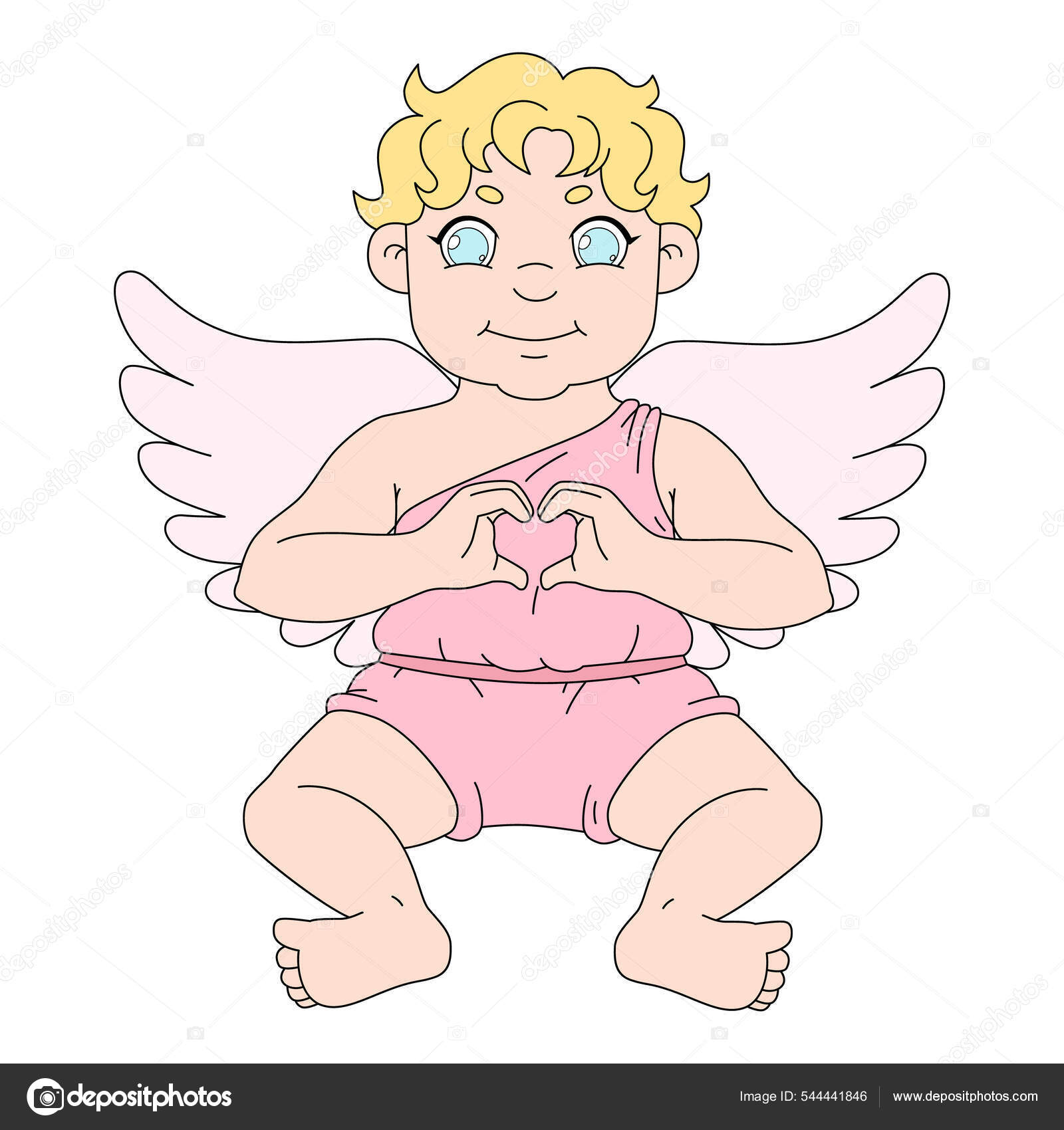 Colorful Vector Illustration Cartoon Cupid Valentine's Day Amor ...
