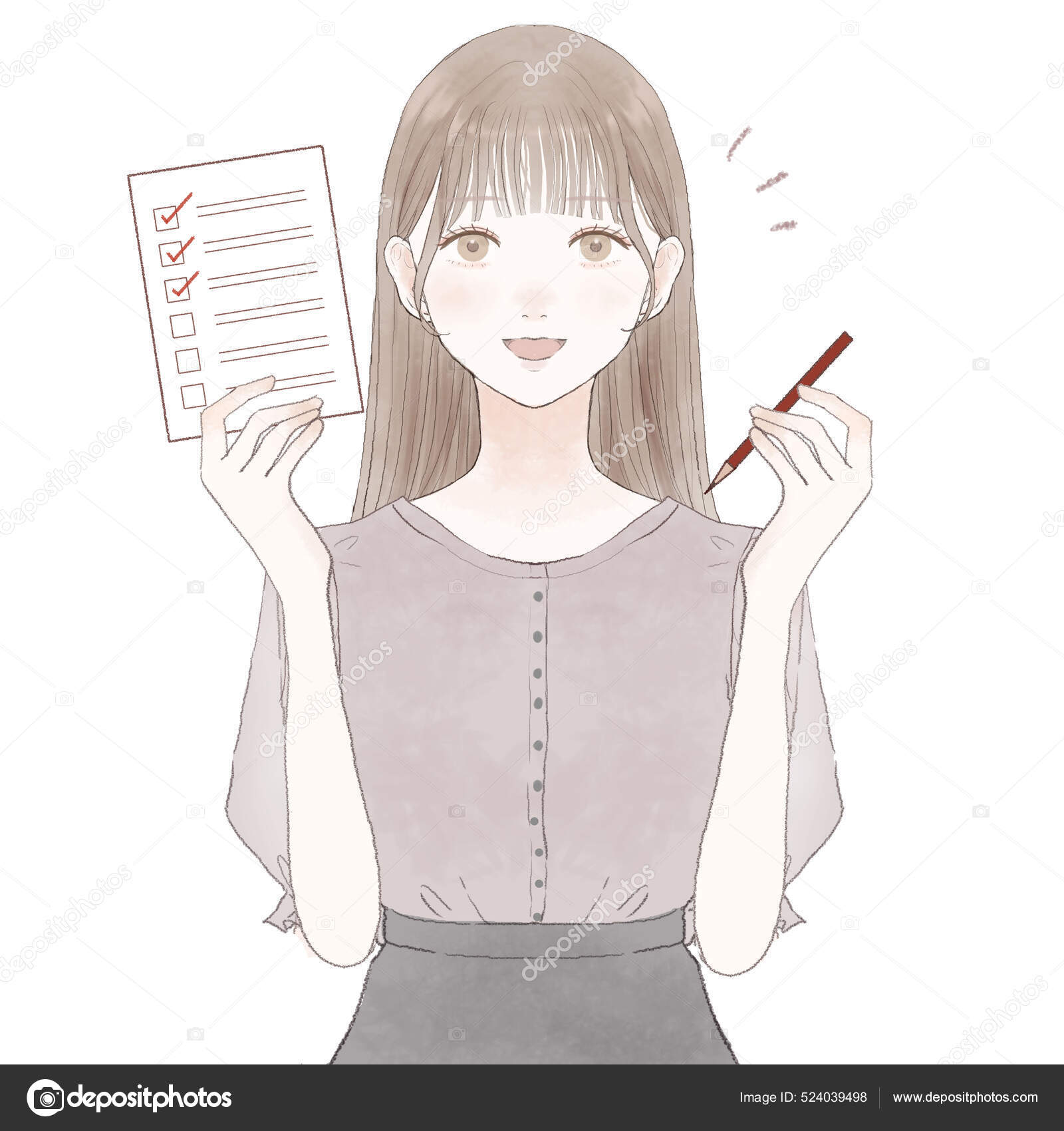 Woman Checklist White Background Stock Vector by ©kumgaiyuka 524039498