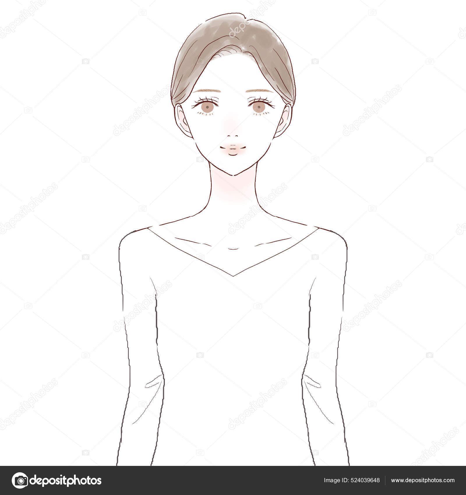 Front Bust Woman Skin Care Image White Background Stock Vector Image by ...