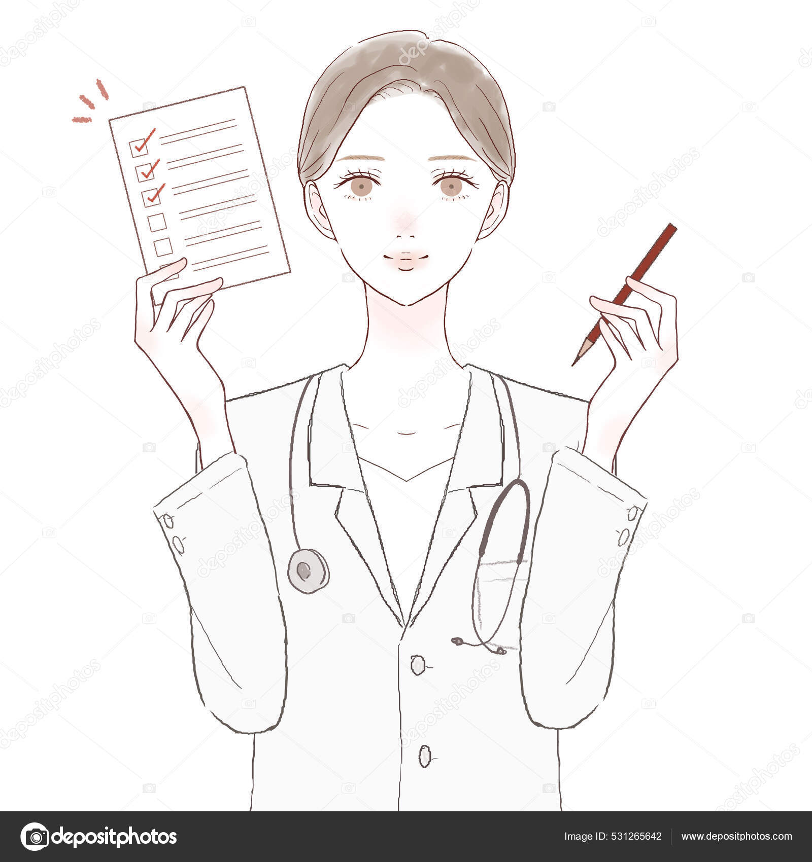 Female Doctor Checklist White Background Stock Vector Image by ...