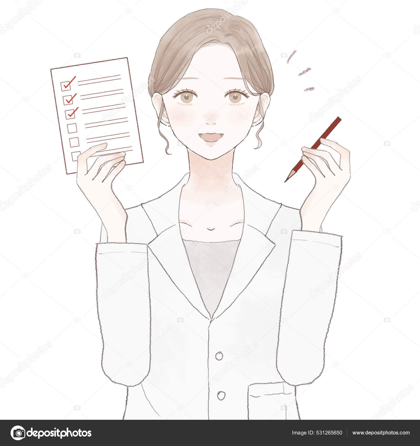 Female Doctor Checklist White Background Stock Vector Image by ...