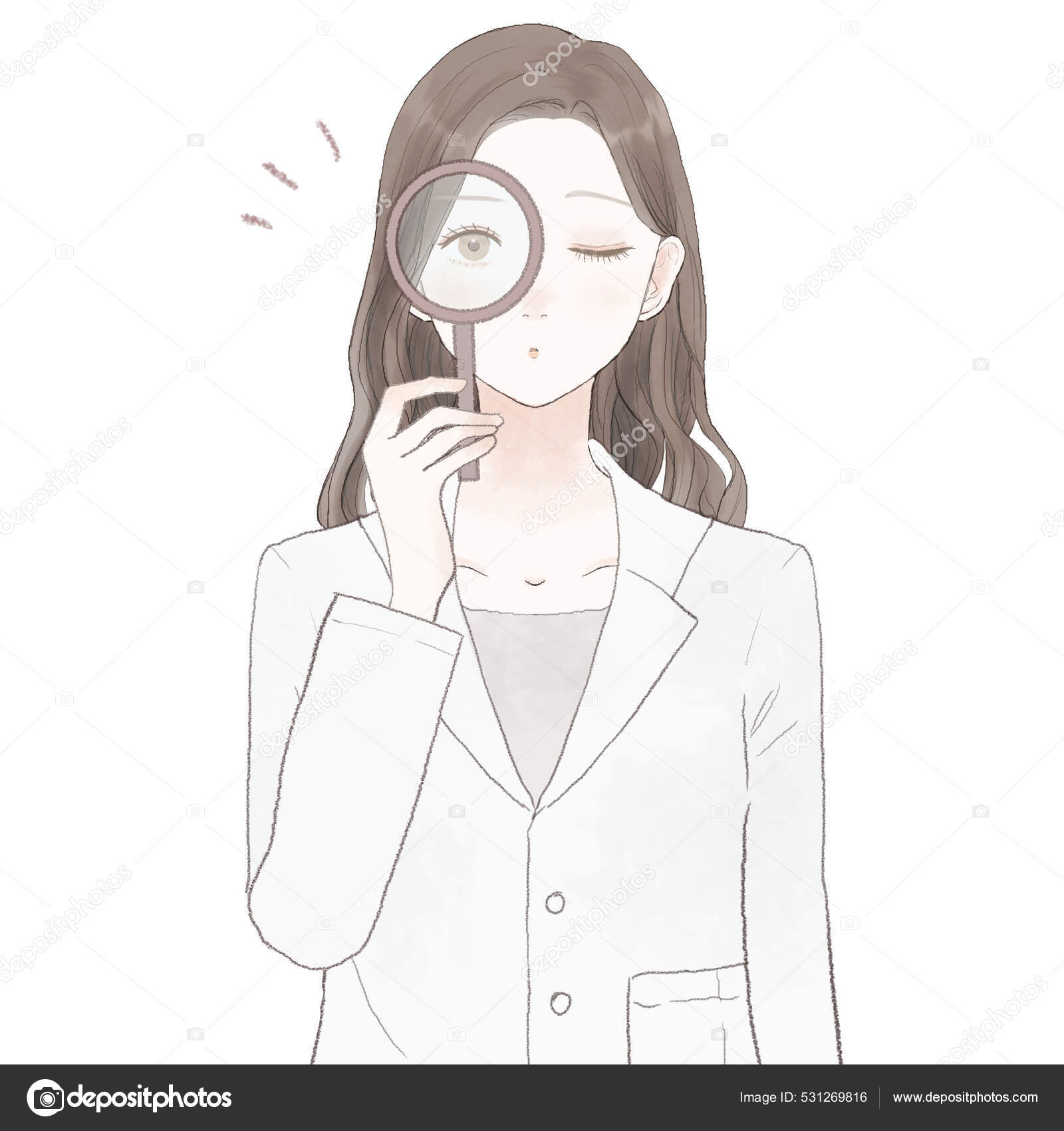 Doctora Revisando Usando Lupa Sobre Fondo Blanco Vector de stock ...