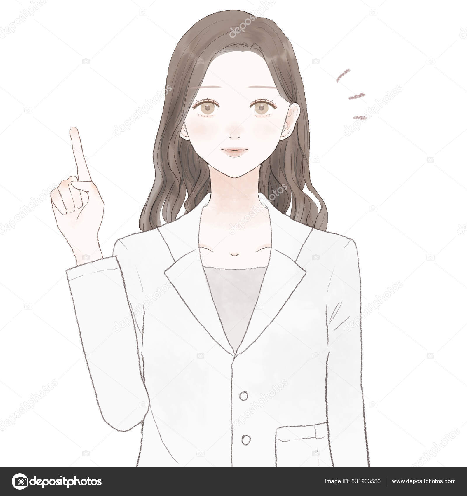 Doctora Explicando Mientras Señala Con Dedo Sobre Fondo Blanco Vector ...