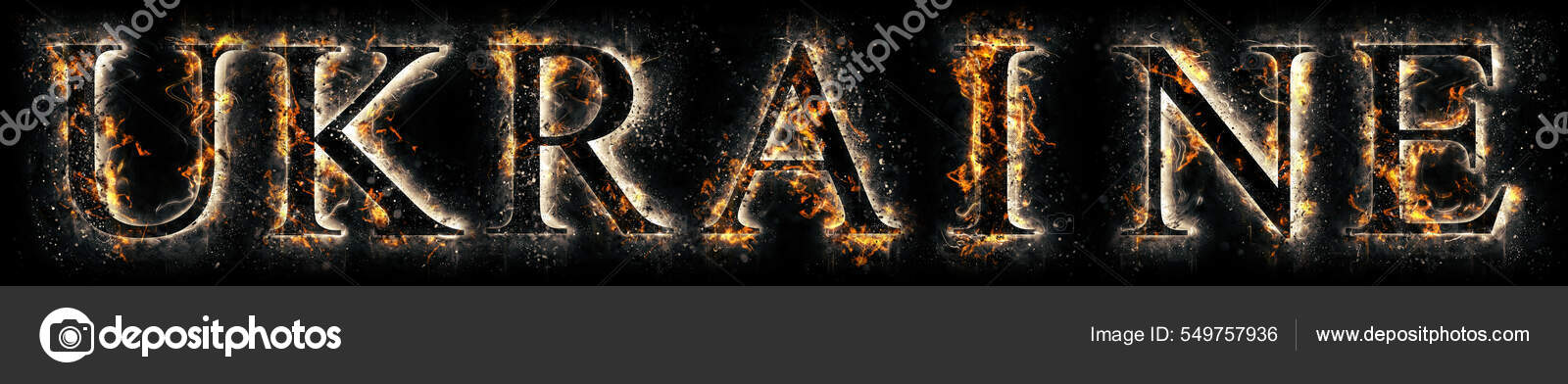 Fiery Inscription Ukraine Dusted Ashes Black Background Stock Photo by ...