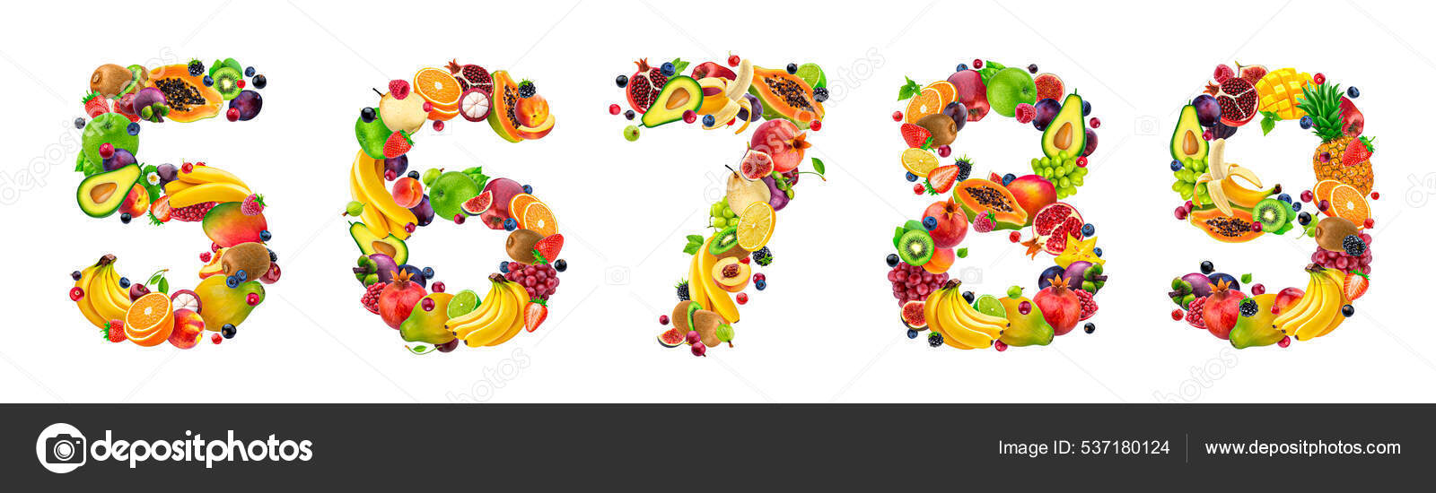 Food font. Numbers made of fruits and berries — Stock Photo © xamtiw ...