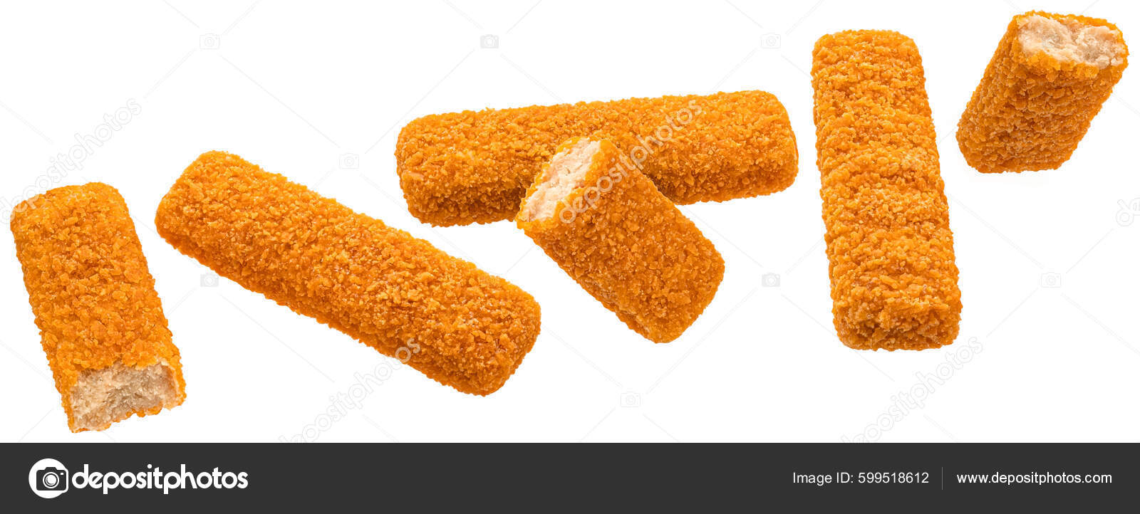 Fish Fingers Isolated Falling Fishcake Sticks Burger White Background ...
