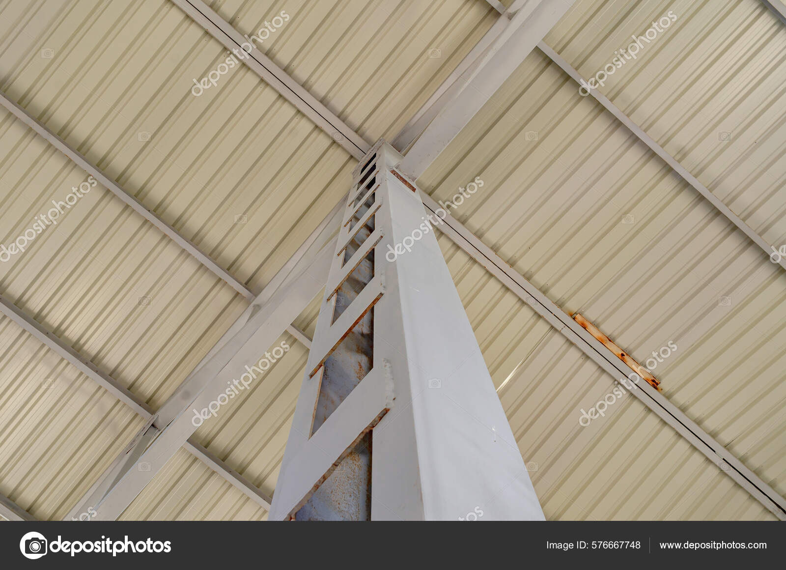 Ceiling Large Factory Building Industrial Background Stock Photo by ...