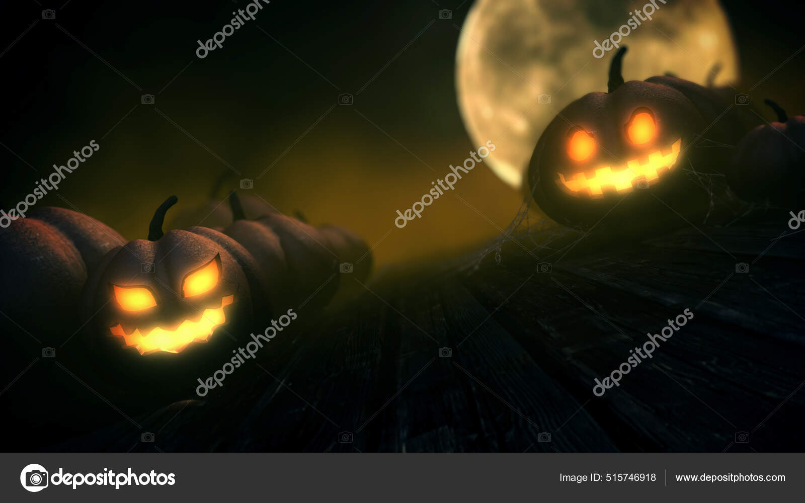 Jack Cara Linterna Con Noche Luna Llena Renderizado Fondo Halloween ...