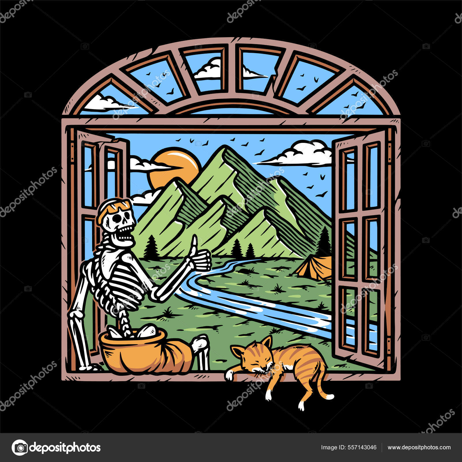 Mountain View Window Illustration Stock Vector Image by ©gunaonedesign ...