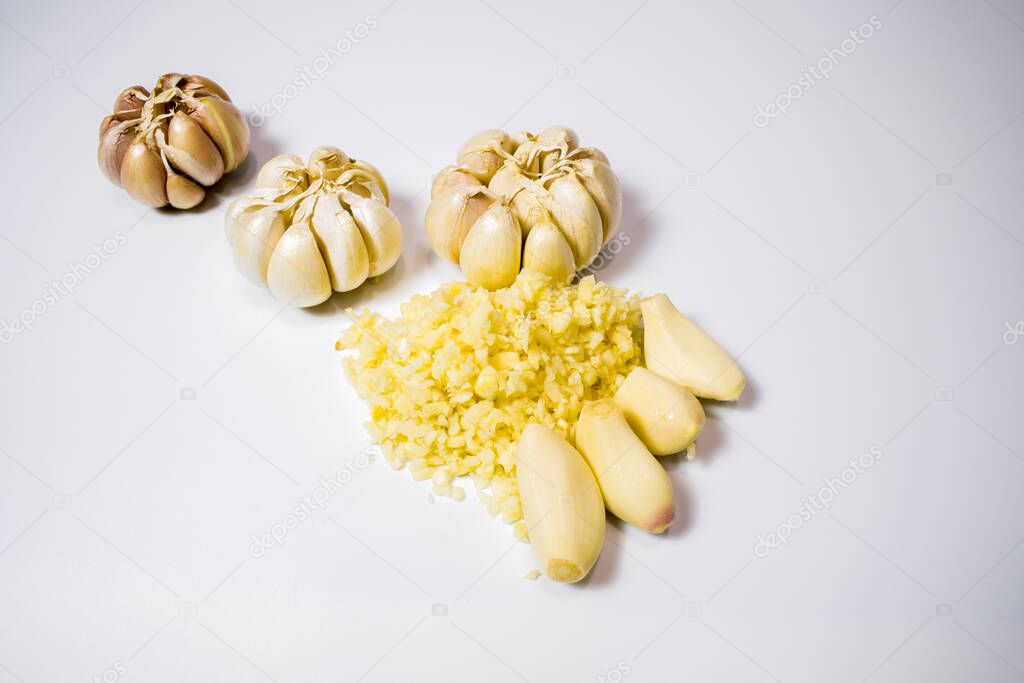 Ajo para una alimentación y una cocina saludables. Dientes de ajo ...