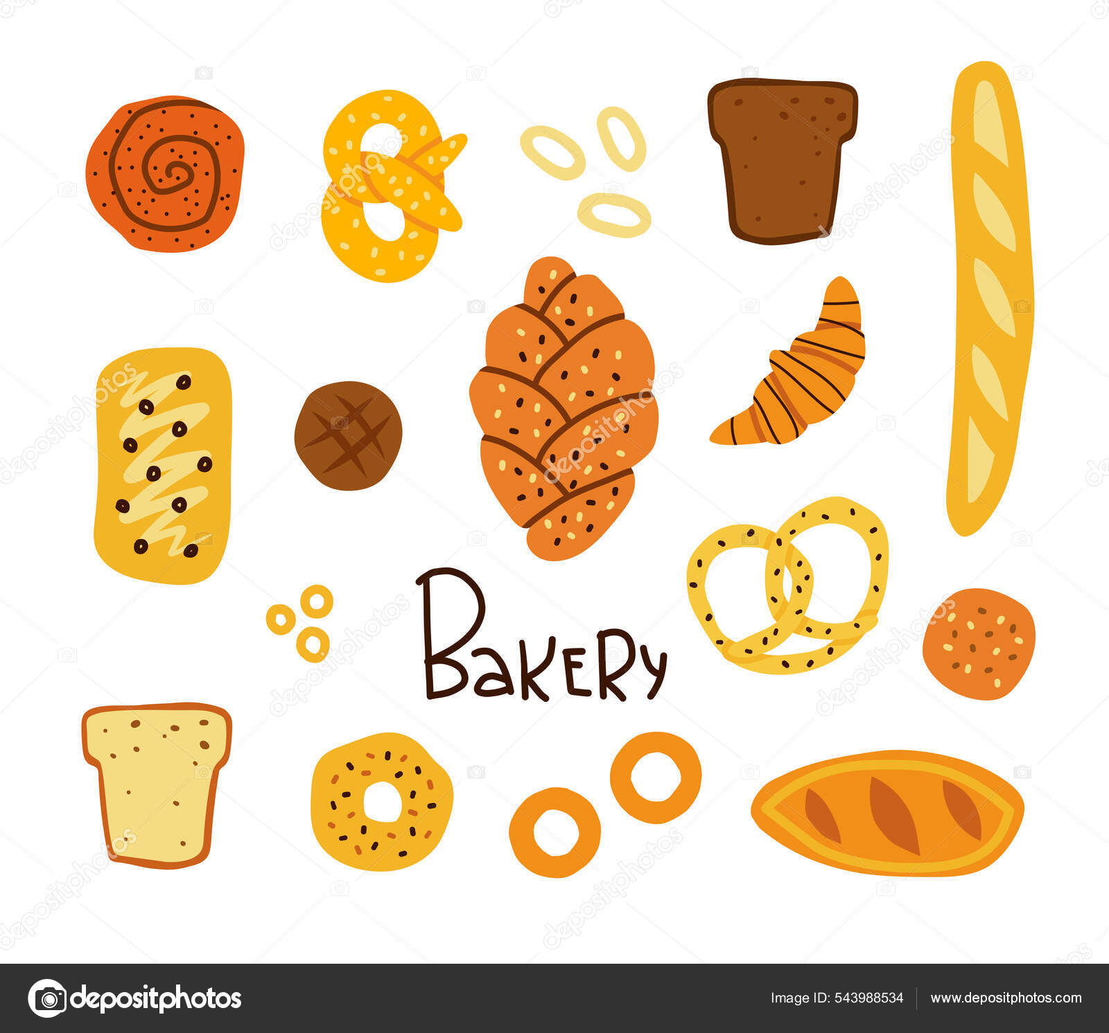 Set Different Types Shapes Sizes Breads Homemade Baked Products Loaf ...