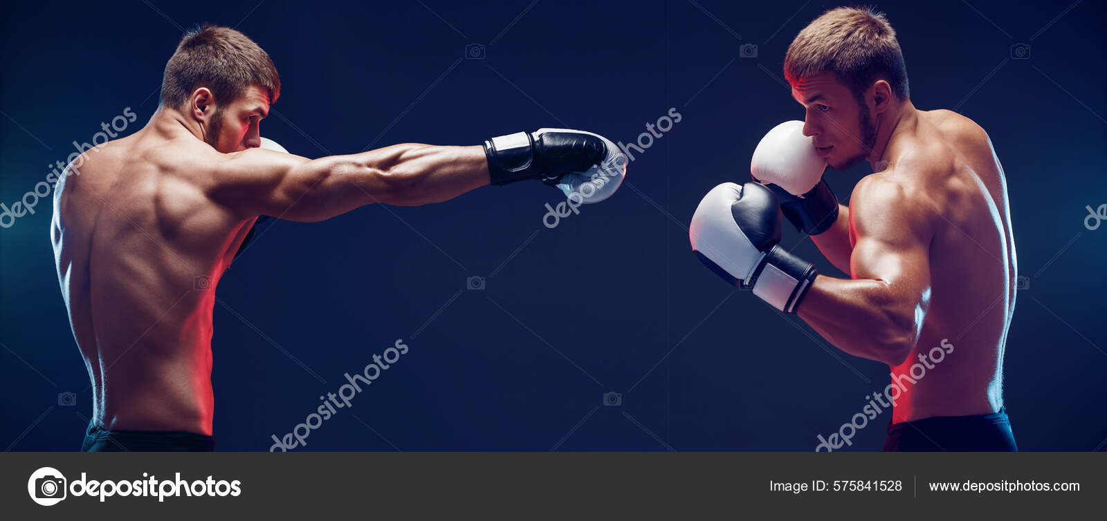 Two Boxers Boxing Dark Background Copy Space Sport Concept — Stock ...
