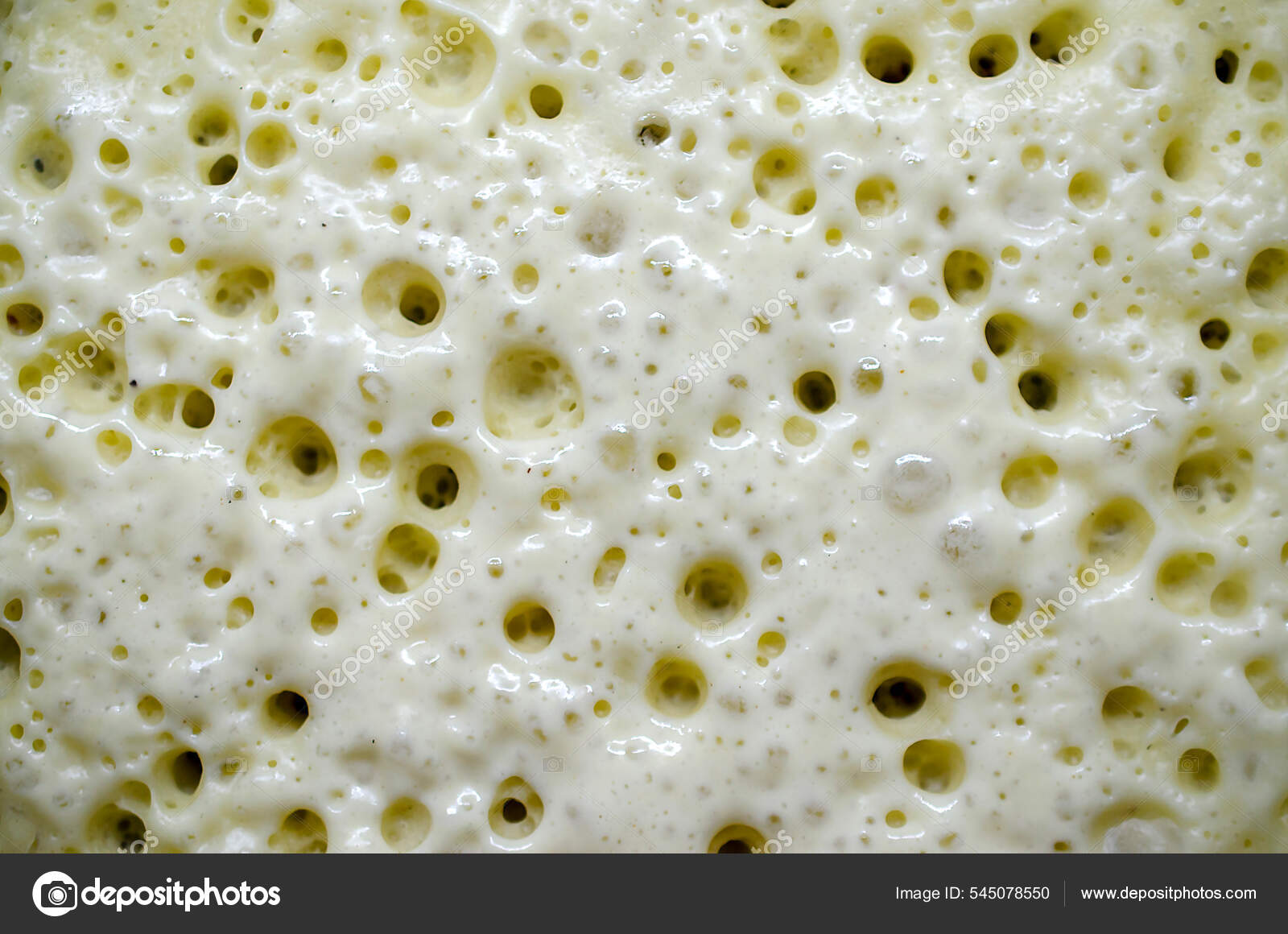 Close View Crepes Dough Pancakes Cooking Process Top View Macro Stock ...