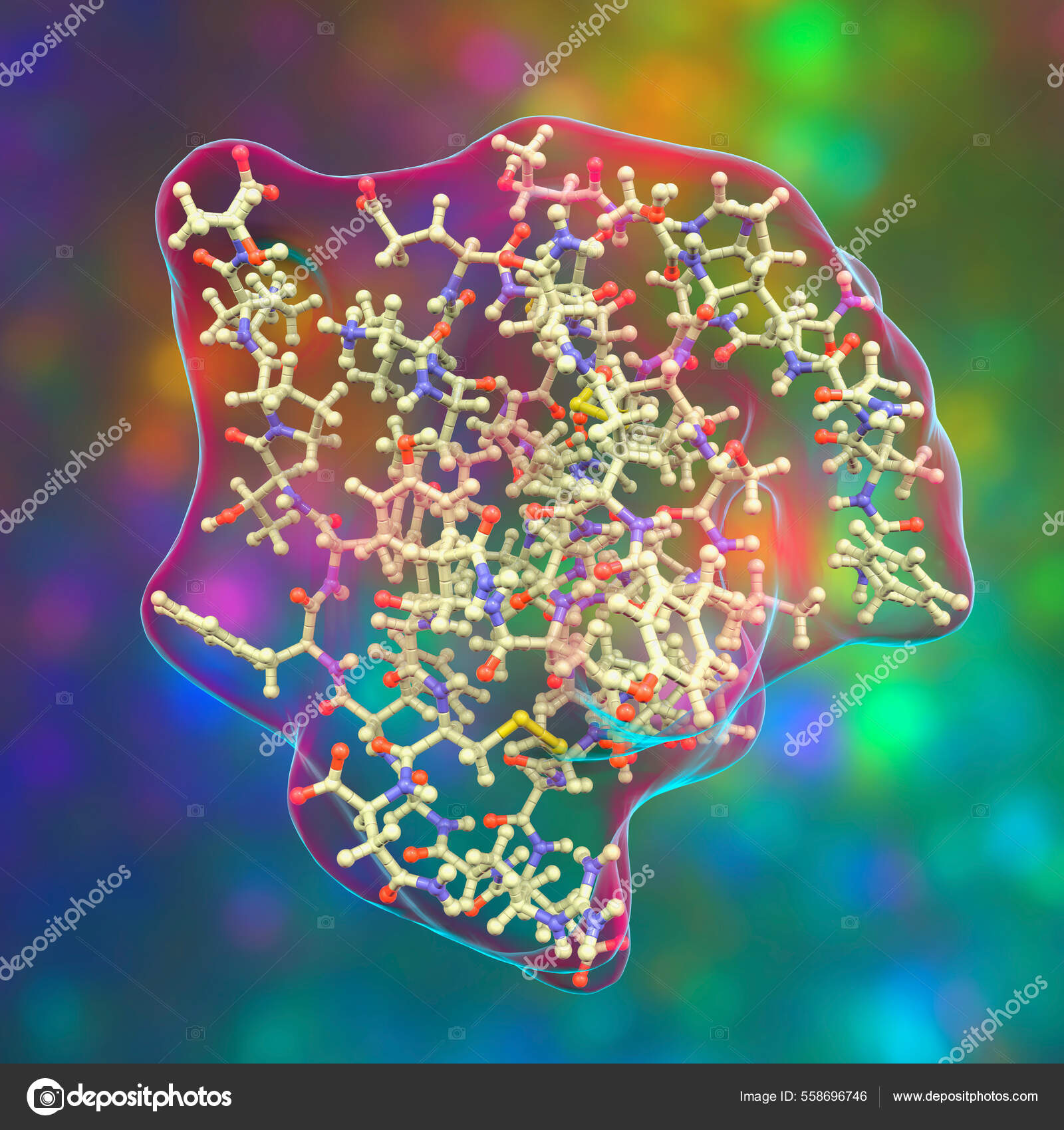 Molécula Hormona Insulina Humana Ilustración Medicamento Tratamiento ...